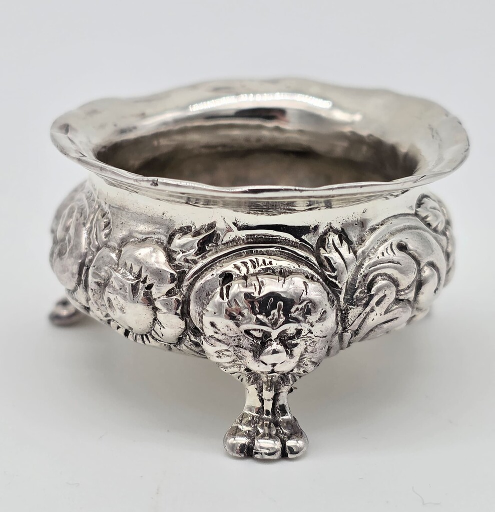 Sterling Repousse Salt Cellar with Lions - Identify Please? - American ...