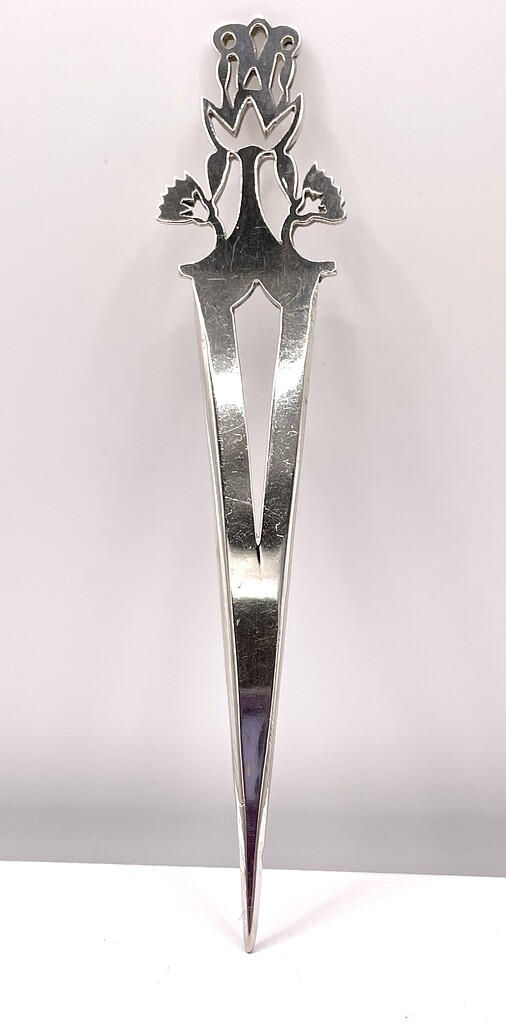 Rubbed Marks On Letter Opener - Reading Silver Hallmarks - Silver ...