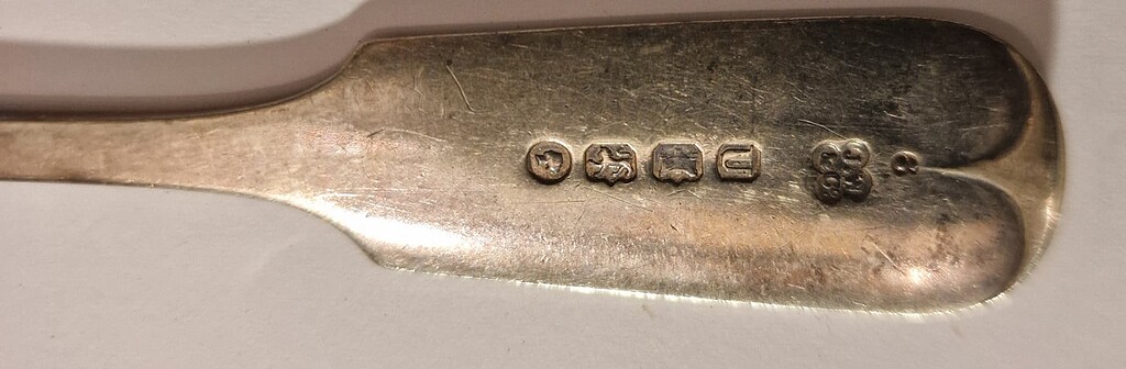 Help with interpretation of markings on a fiddle spoon - Reading Silver ...