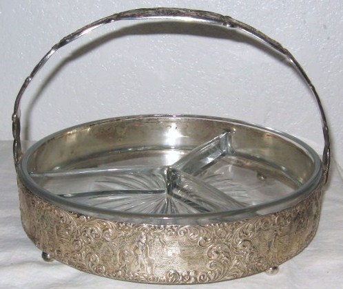 Old Repousse Silver Relish Basket - Reading Silver Hallmarks - Silver ...