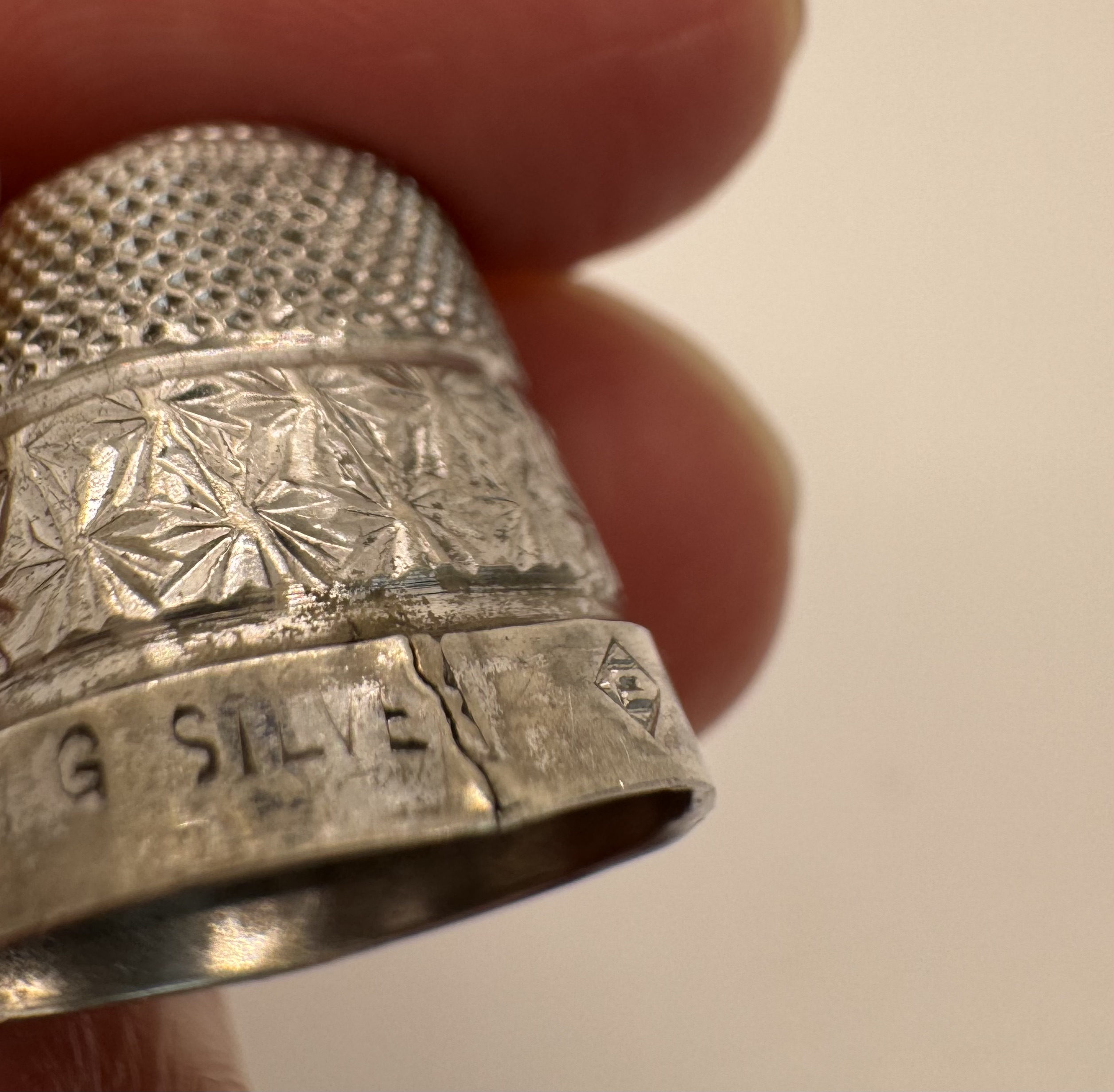 Letter E on Silver Thimble - Reading Silver Hallmarks - Silver Collector Forums